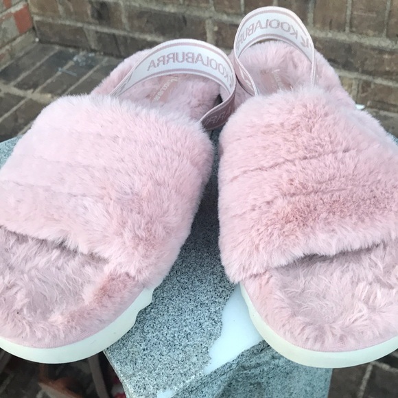 UGG | Shoes | Koolaburra Ugg Blush Pink Faux Fur Open Toe Sling Back ...